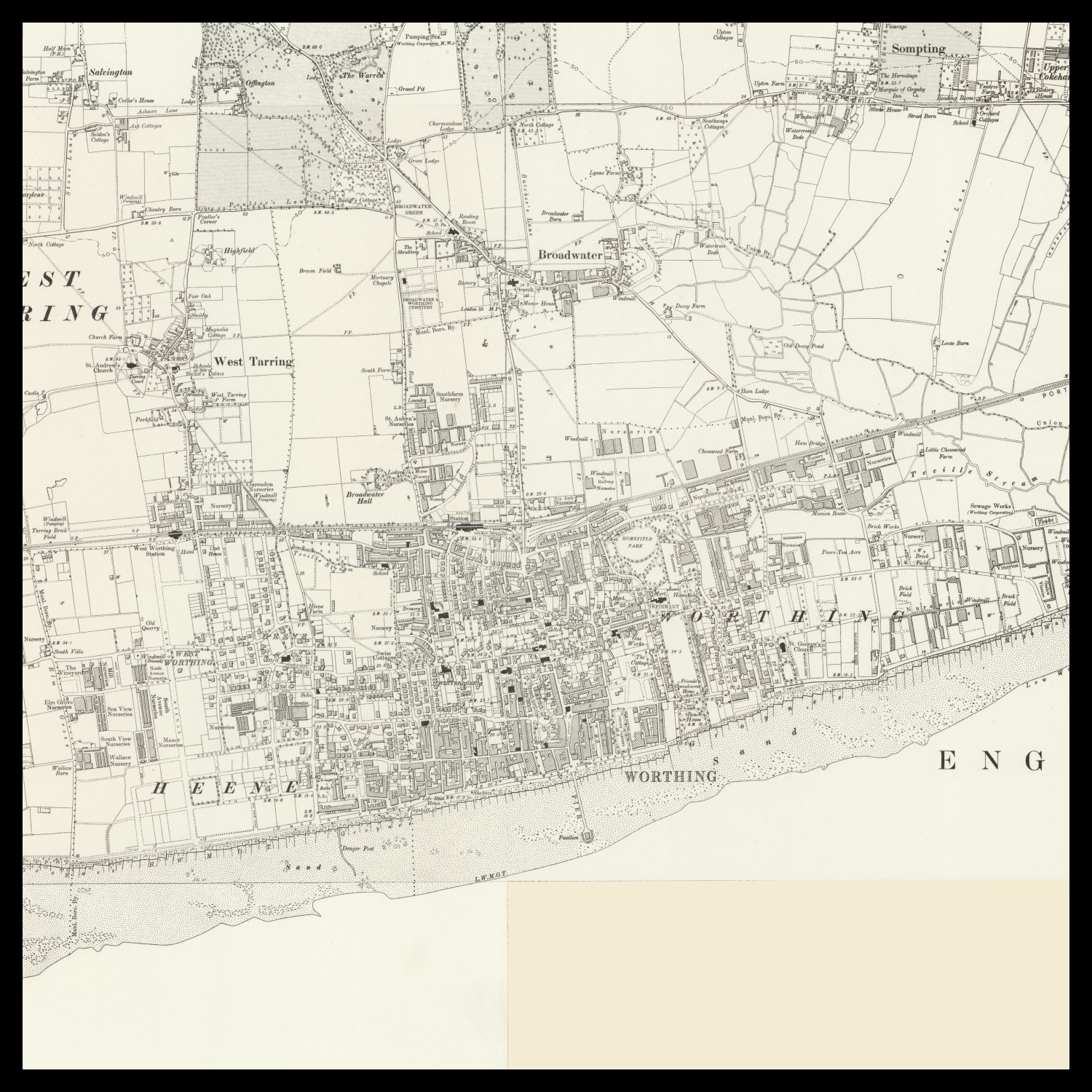 Personalised Old Map of Worthing – The Unique Maps Co.