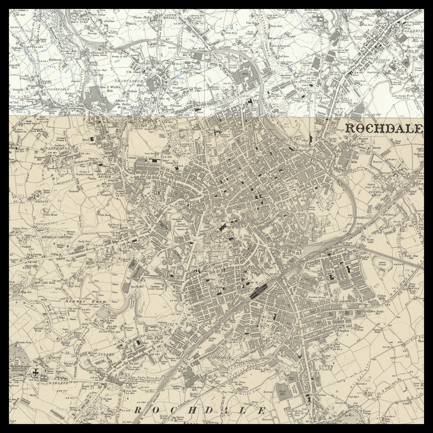 Personalised Old Map of Rochdale – The Unique Maps Co.