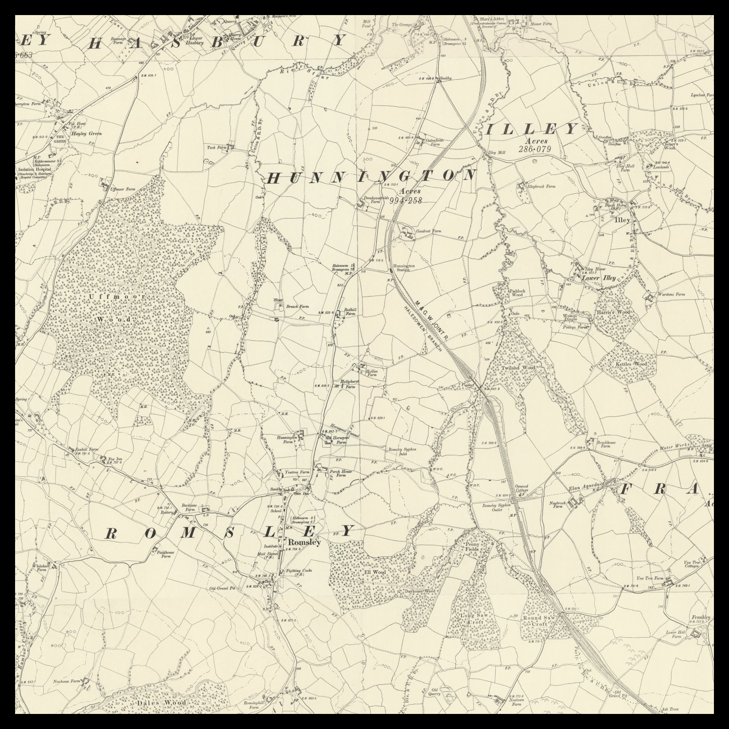 Personalised Old Map of Halesowen – The Unique Maps Co.