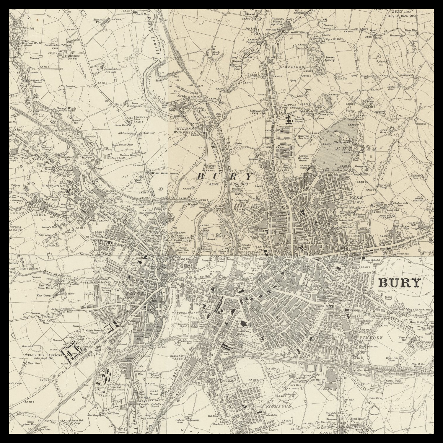 Personalised Old Map of Bury – The Unique Maps Co.