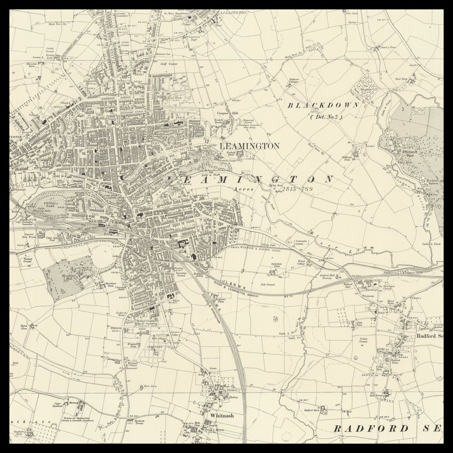 Personalised Old Map of Royal Leamington Spa – The Unique Maps Co.