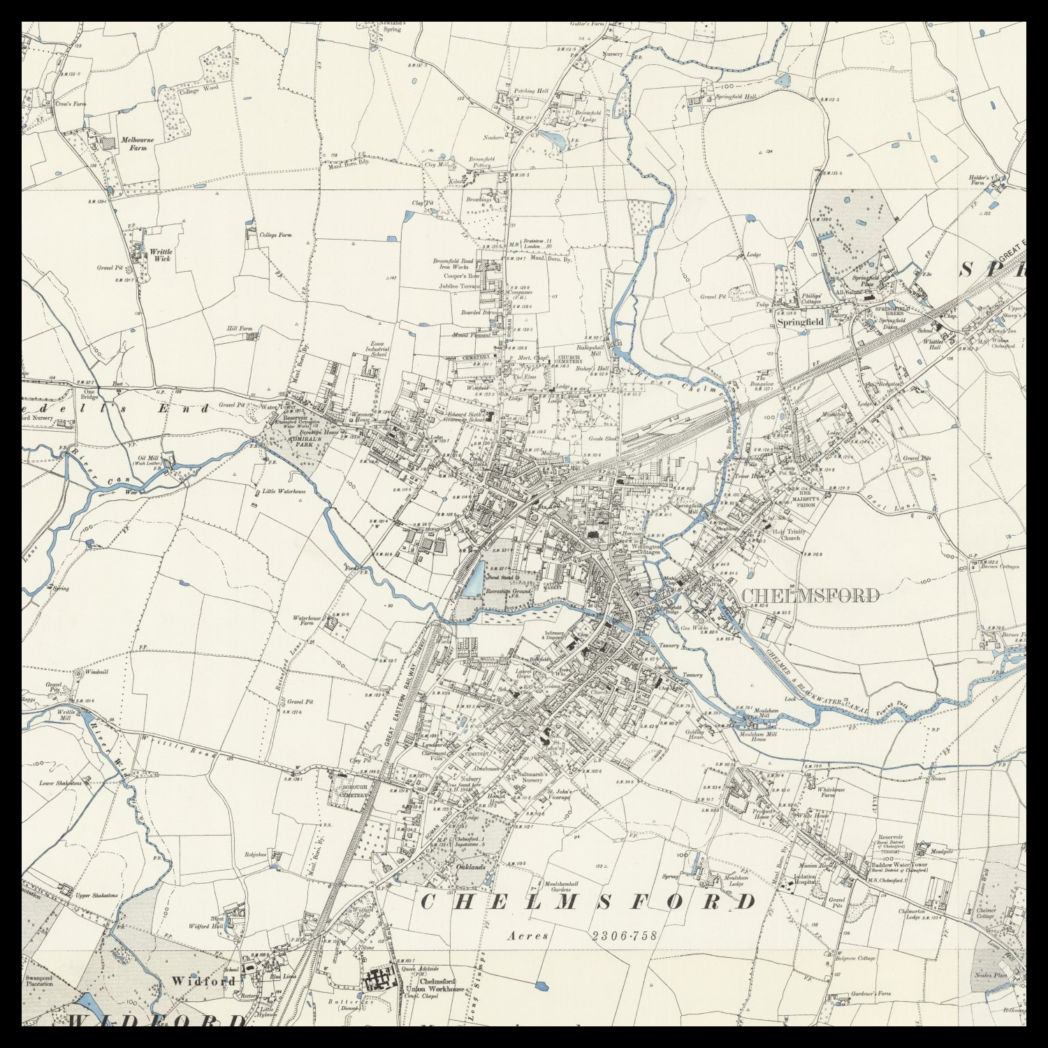 Personalised Old Map of Chelmsford – The Unique Maps Co.