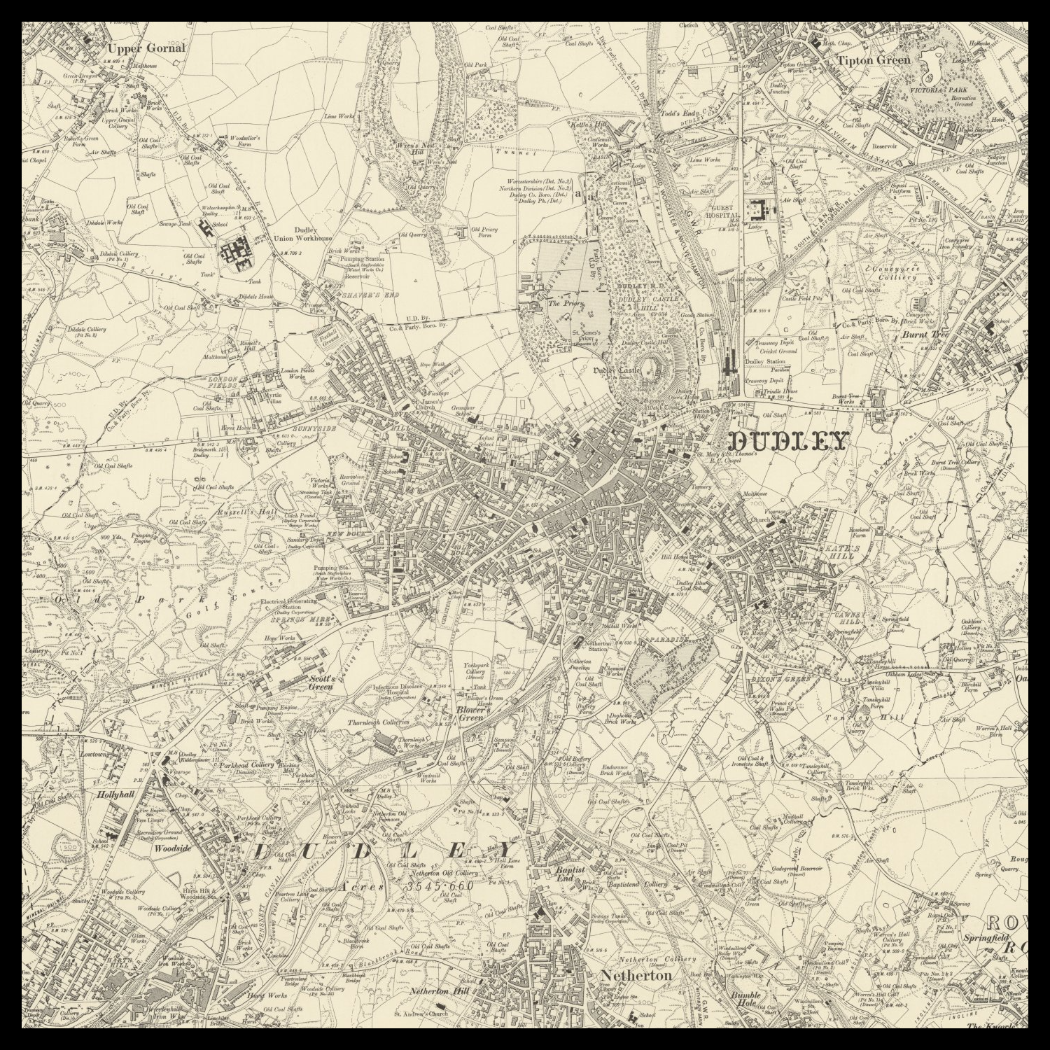 Personalised Old Map of Dudley – The Unique Maps Co.
