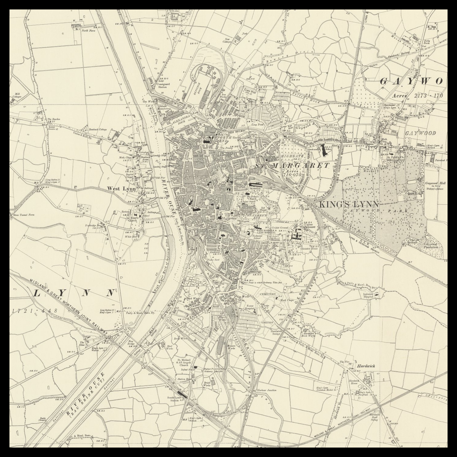Personalised Old Map of King's Lynn – The Unique Maps Co.