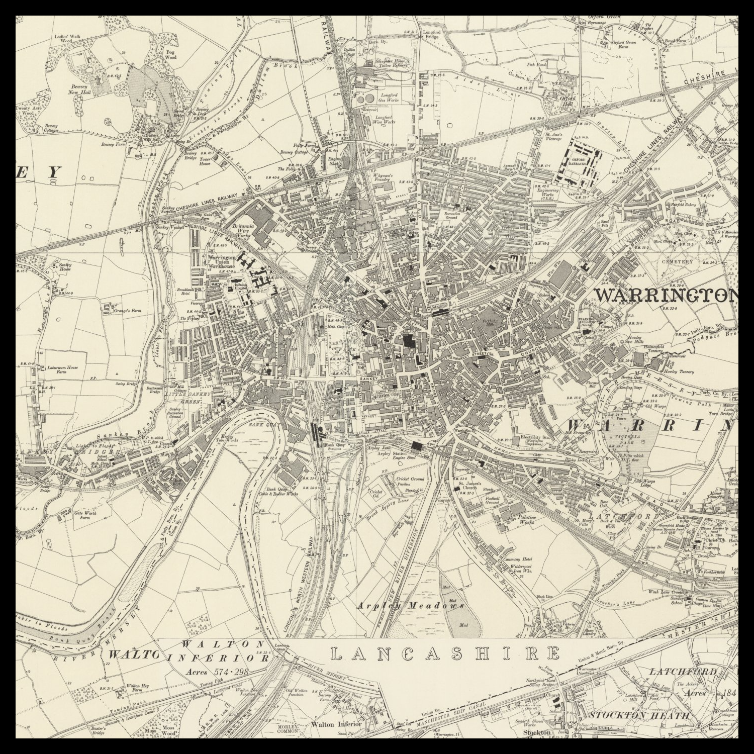 Personalised Old Map of Warrington – The Unique Maps Co.